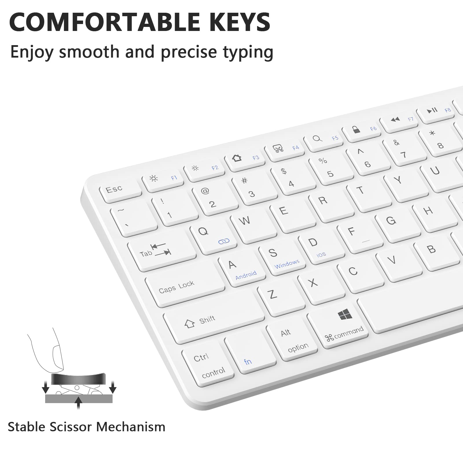 TaIYanG Bluetooth Keyboard for iPad Wireless Keyboard Compatible iPad 10th/iPad 10.2(9th/8th/7th Generation),iPad Air 5th/4th, iPad Pro 11/12.9, iPad 9.7, iPad Mini and All Bluetooth Devices (White)