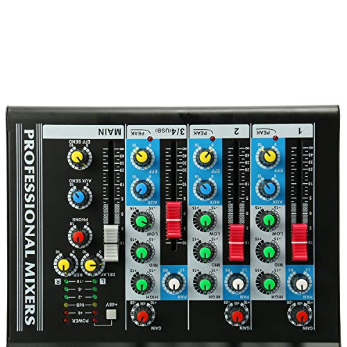 Mixer Console with USB Interface,4 Channel Live Studio Stereo Audio Mixer Sound Mixing