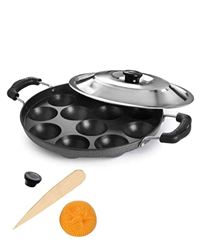 Shourya Trading Non Stick Appam Pan,Appam Maker,12 Pits Appam Maker, Nonstick Appam Pan,Appa Chetty Paniyaram Pan Patra,Tawa Non Stick
