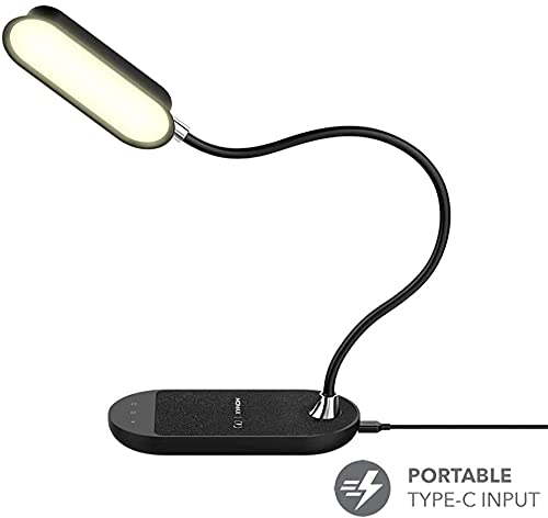 MOMAX LED Desk Lamp with Wireless Charger, Flexible Gooseneck Table Lamp, 3 Color Modes, Touch Control, Dimmable, Small Eye-Caring Table Light for Kids Home Office Living Bedroom Study (Black)
