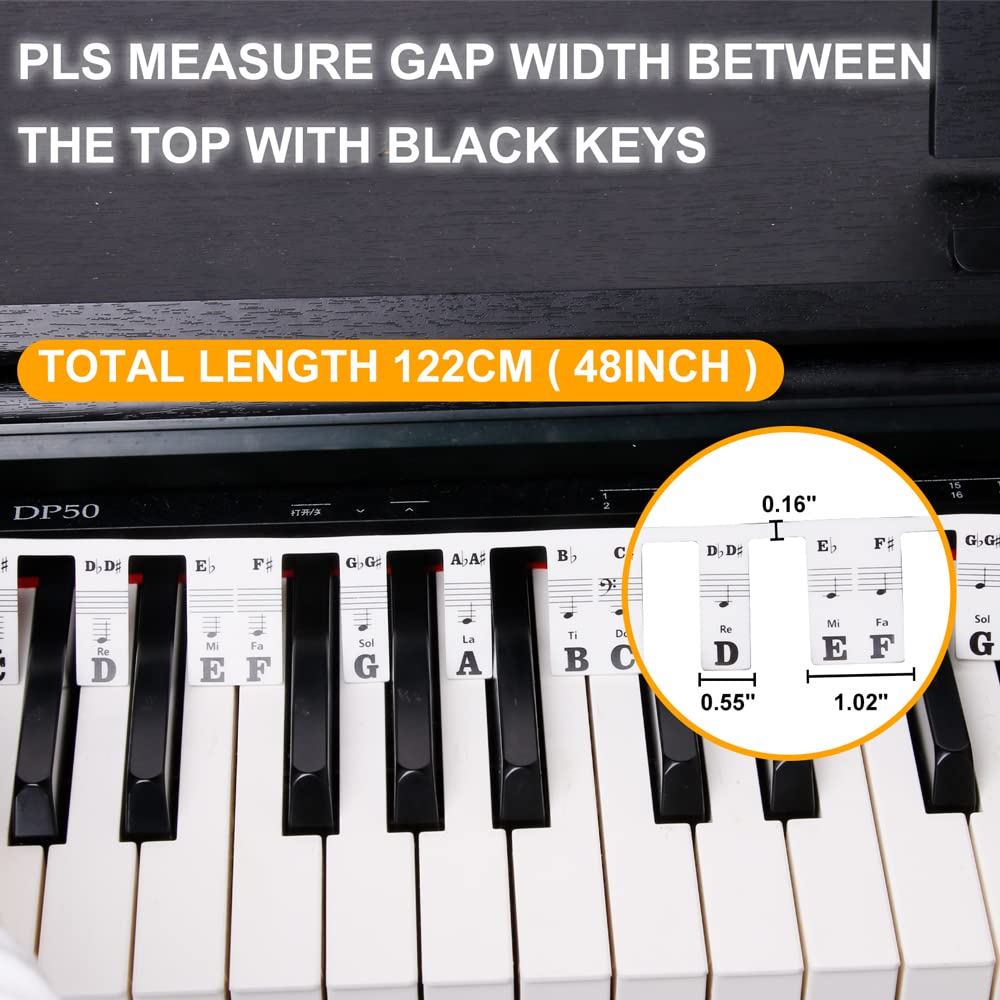 Piano Stickers,Silicone Piano Keyboard Stickers for Beginners, Removable Piano Keyboard Note Labels for Kinds Learning, Full Size Keyboard 88 Keys Reusable Instantly Double Staff Display