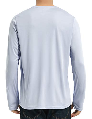 Men's UPF 50+ Sun Protection Outdoor Long Sleeve Performance Workout Rash Guard Shirts for Hiking,Runnning,Fishing(Grey,L)