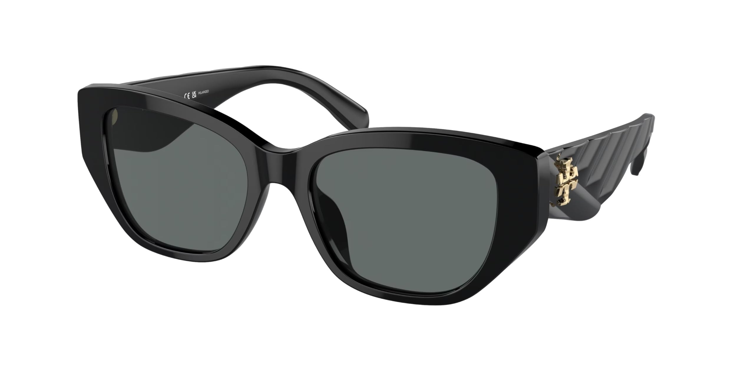 Tory Burch TY7196U 170981 53MM Black/Dark Grey Polarized Rectangular Sunglasses for Women + BUNDLE With Deisgner iWear Complimentary Eyewear Kit