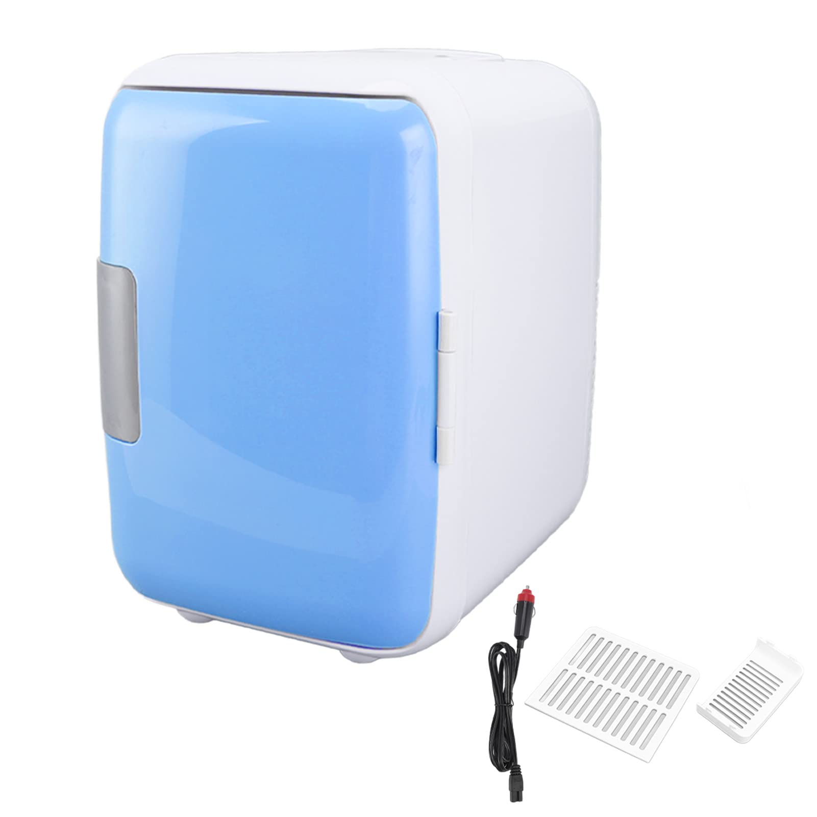 Mini Fridge, 4 Liter/6 Can Portable Thermoelectric Cooler and Warmer Refrigerators, Detachable Partition Small Refrigerator Skincare Fridge for Skincare Beverage Food Cosmetics Home Dorm Office(Blue)
