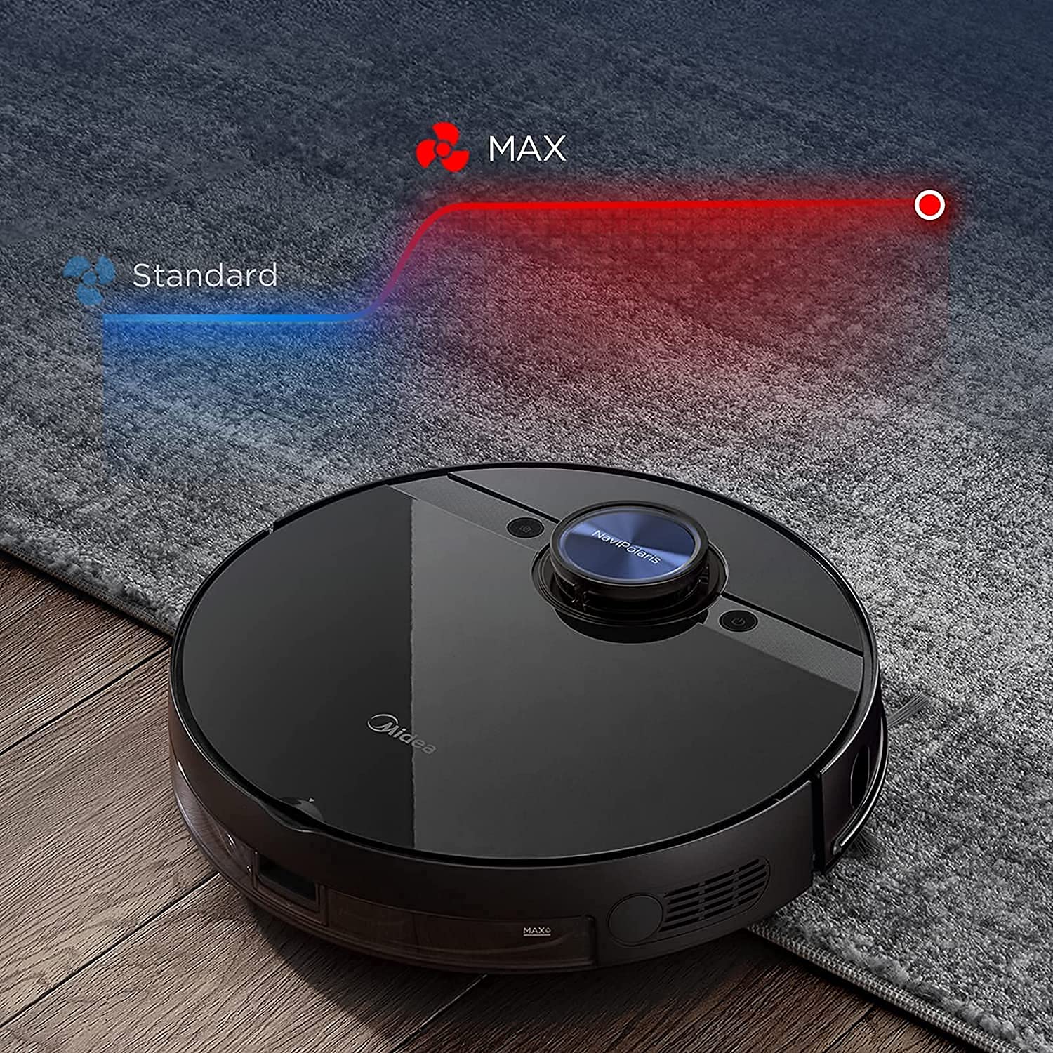 Midea M7 (LDS) Robot Vacuum Cleaner, 4000Pa Strong Suction Power Vacuum Cleaner with Mopping Function, Self-Charging Vacuum Cleaner, Route Planning, for Animal Hair/ Floors/ Carpets, 5200mAh, Black