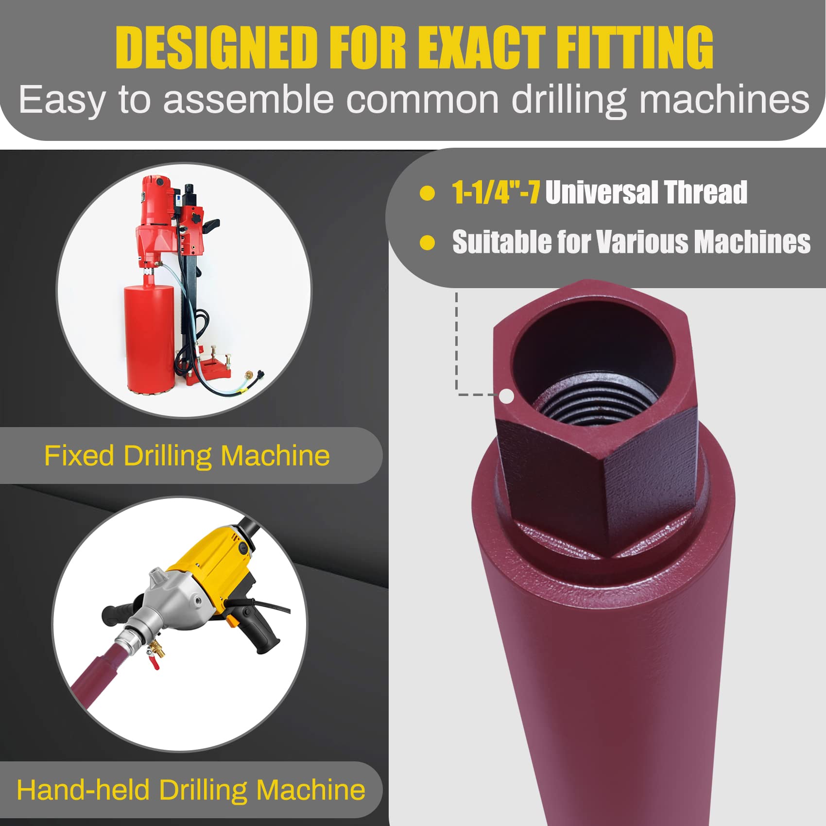 TALOOS 2-1/2" Wet Drill Core Bits for Concrete and Hard Masonry, Diamond Core Drill Bits for Marble, Granite, Rocks and Bricks | 15-3/4" Drilling Depth, 10mm Segment Height, 1-1/4"-7 Arbor | Wet Only