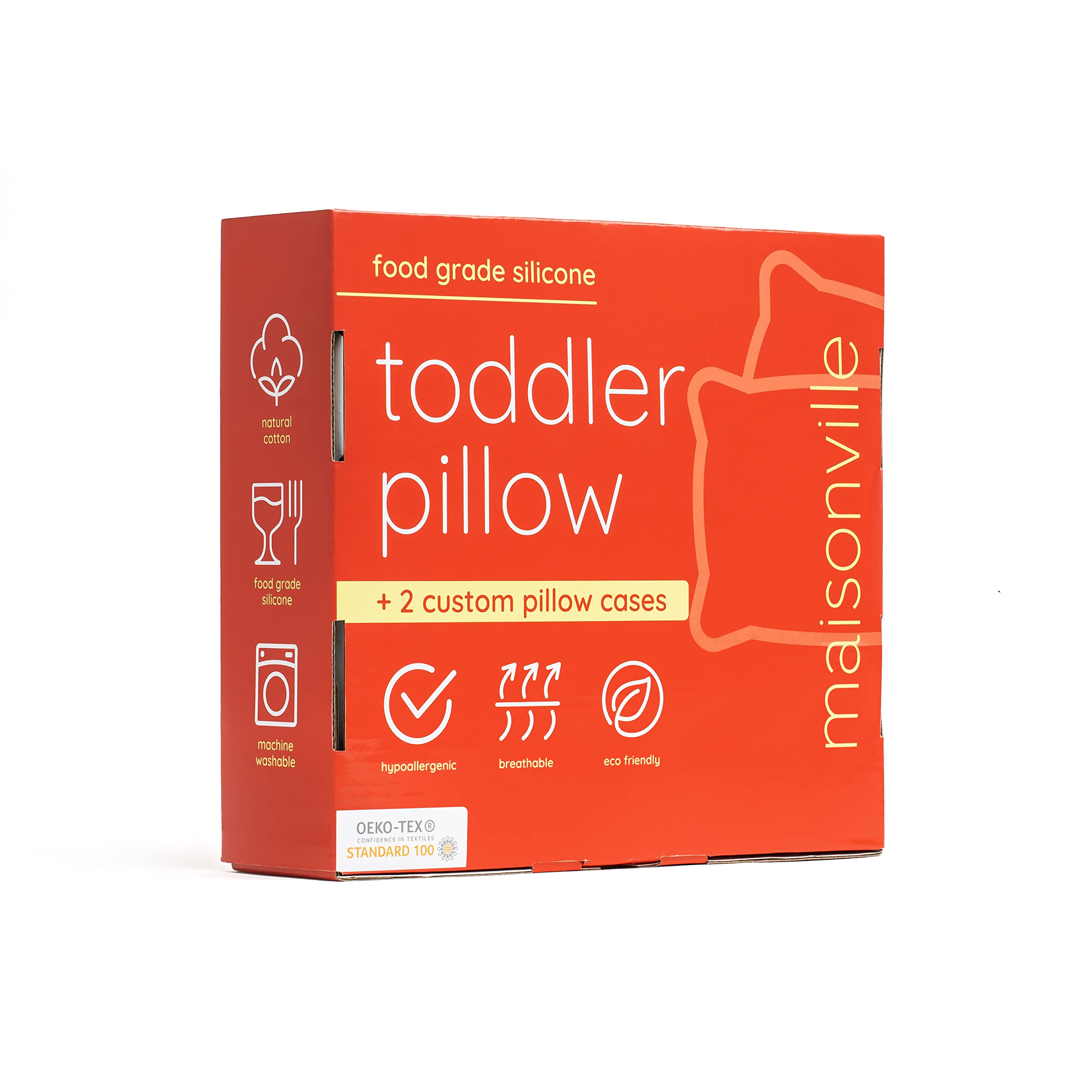 Memory Foam Toddler Pillow for Kids β 2x Cute Pillowcases for Comfort, Support & Convenience β Hypoallergenic, Breathable, Oeko-Tex Certified, Eco-Friendly β Make Bedtime a Playful Journey