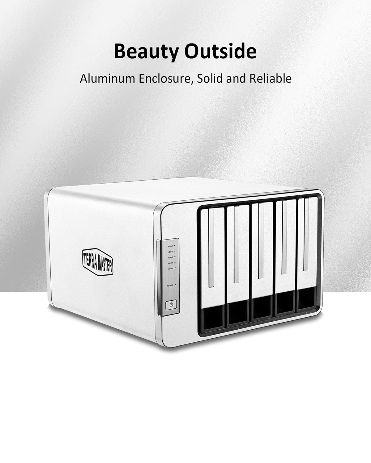 TERRAMASTER F5-221 NAS 2GB Dual Core & 5Bay USB3.1 Enclosure D5-300 RAID Storage External HDD Dock, Expand The Capacity of Network Attached Storage NAS Server