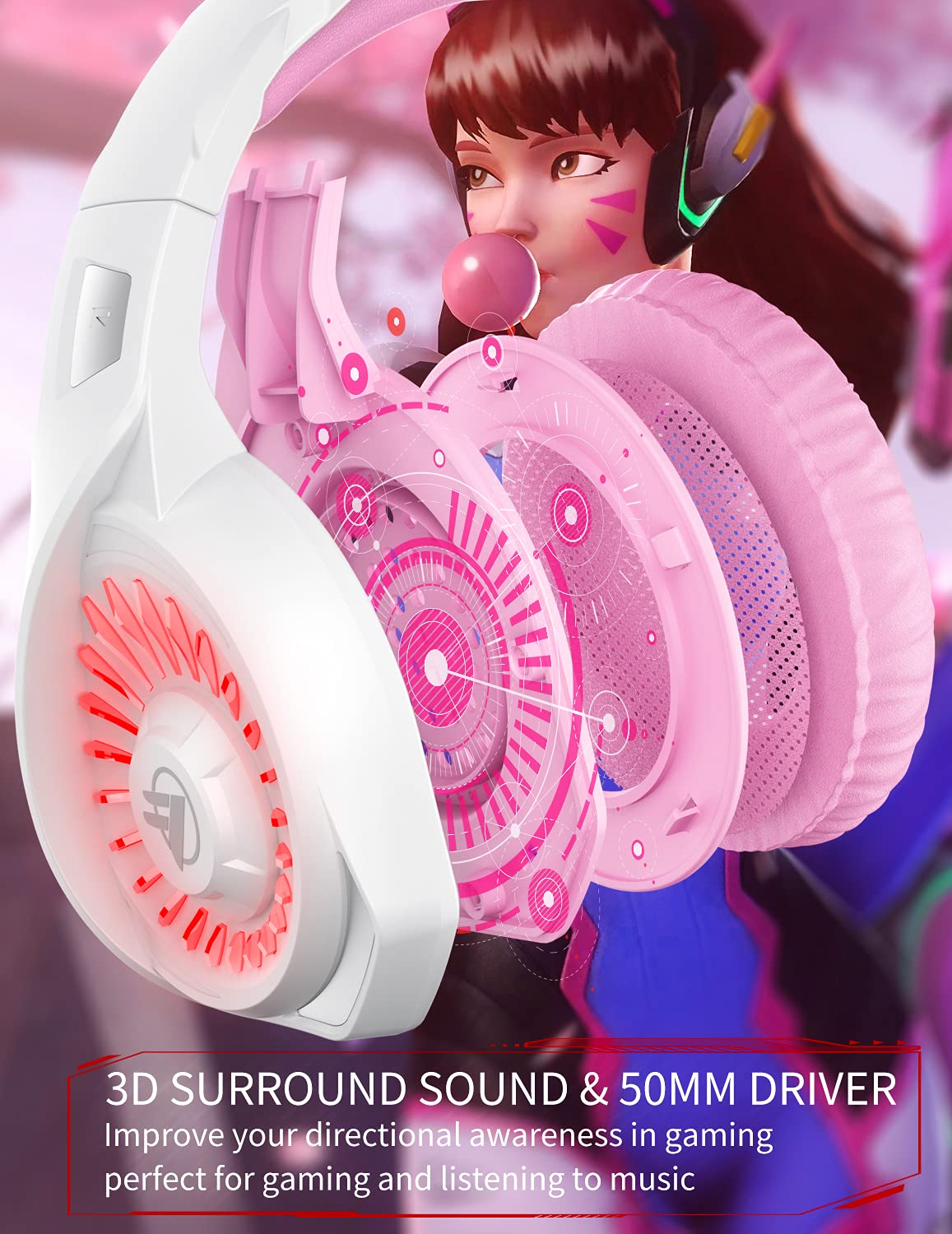 ONFINIO Gaming Headset PC Headphone with Surround Sound Stereo, PS4 Headset with Noise Canceling Mic & LED Light,Compatible with PC PS4 PS5 Xbox One Laptop Mac Phone Tablet