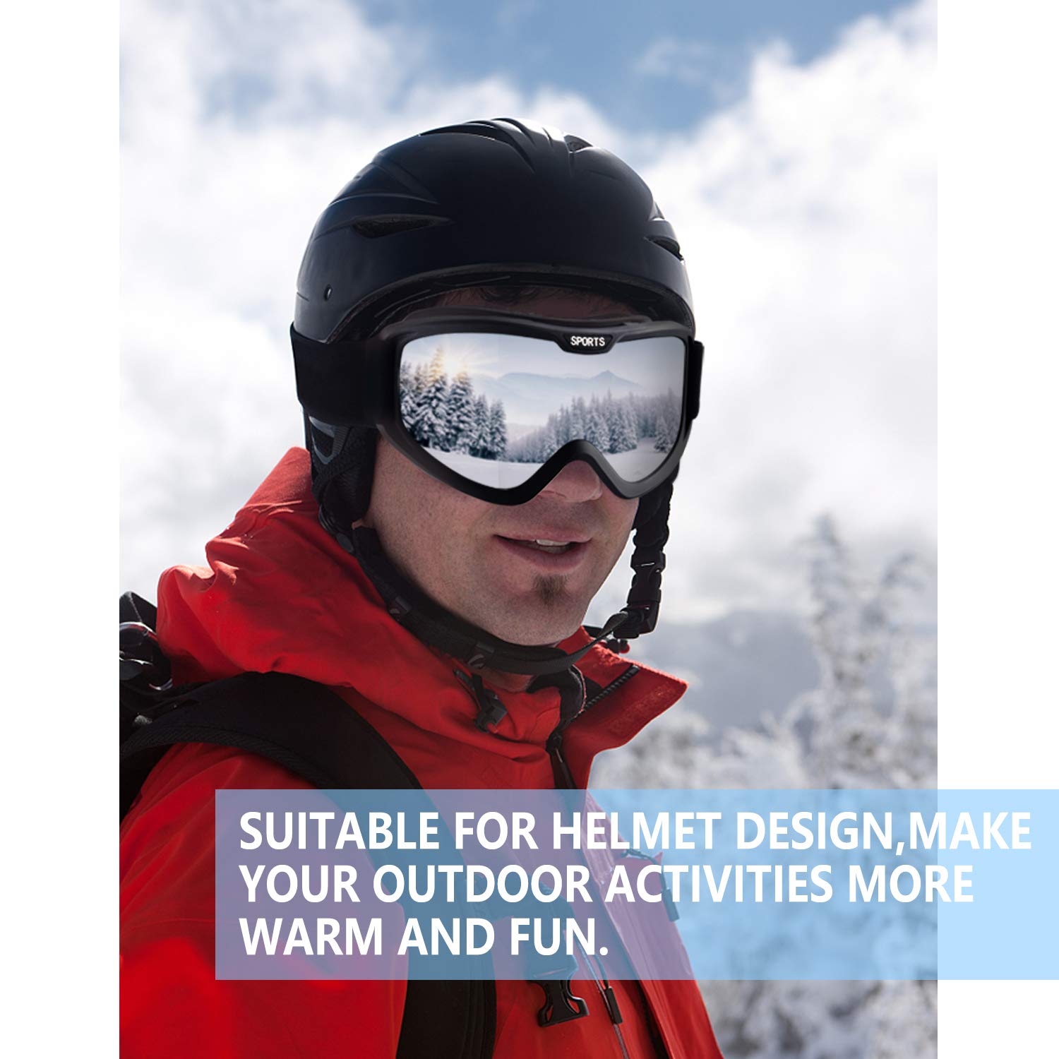 OULAIQI Ski Goggle Snow Goggles For Man Women Windproof Anti-Fog Scratch Resistant Over The Glasses Motorcycle Snowboard Goggles For Skiing Climbing Snowboarding