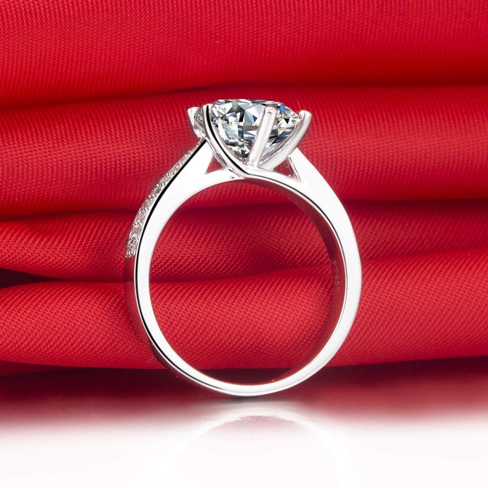 LONAGO Brilliant 1.5CT Real Moissanite Diamond Engagement Ring Solid 14k White Gold Wedding Anniversary Ring