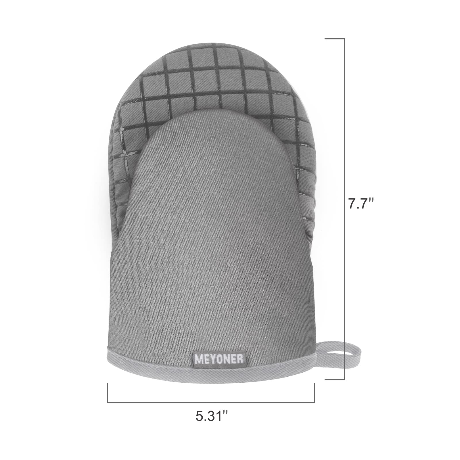 Mini Oven Mitts, Kitchen Mitts Cooking Kitchen Mitts, 500 Degree Heat Resistant Baking Gloves for Cooking Baking BBQ with Hanging Loop 1 Pair-Gray