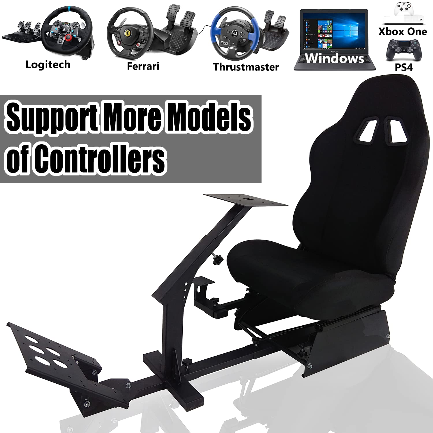 Minneer Racing Wheel Stand Simulator Cockpit for Logitech G25 G27 G29 and G920/ All Thrustmaster/All Fanatec Wheels Fits Xbox, PlayStation, PC (Wheel, Shifter and Seat Not Included)