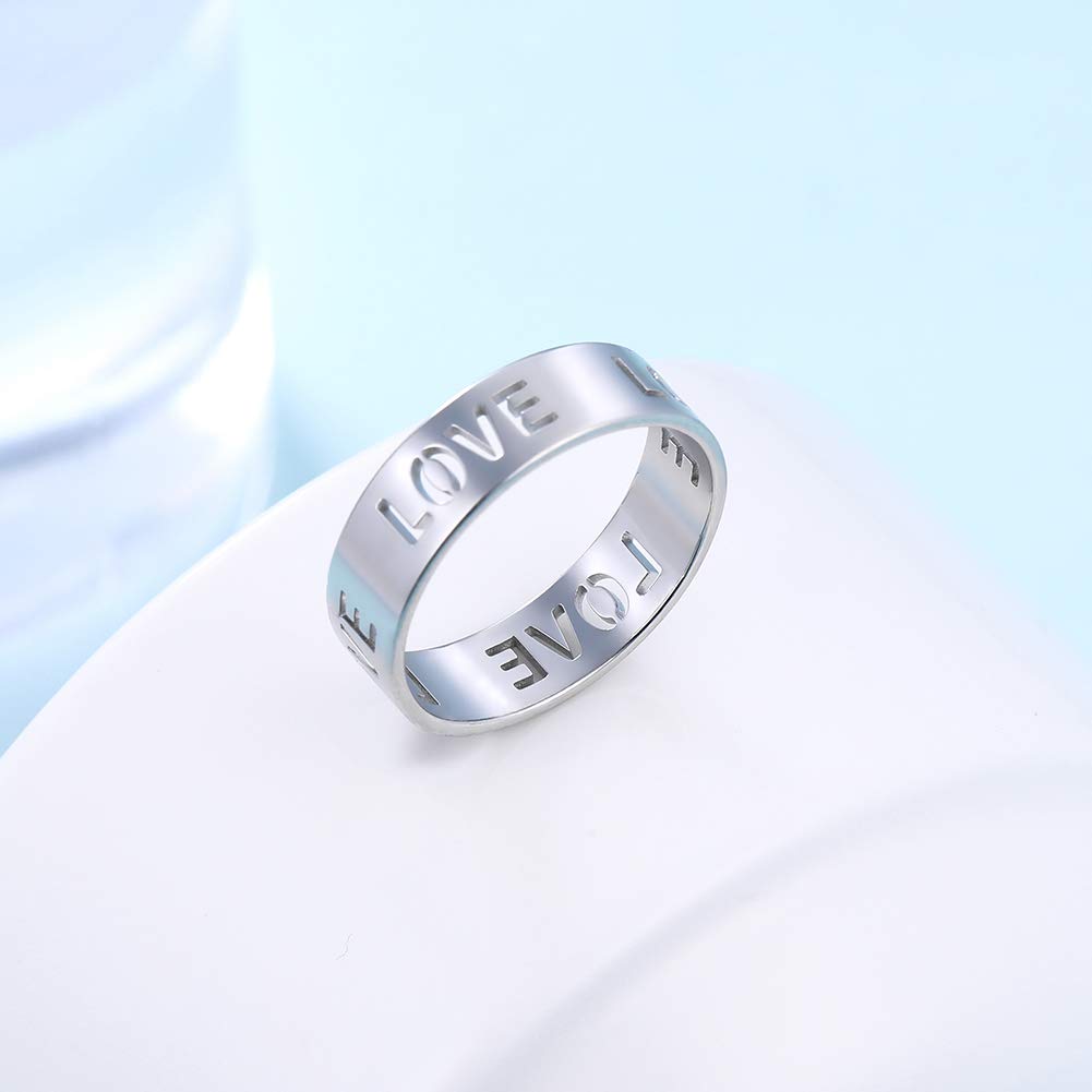 LONAGO Personalized Name Ring Custom Name Plate Stacking Ring Engrave Any Names Initial Ring for Women (Gold Plated Copper in silver color)
