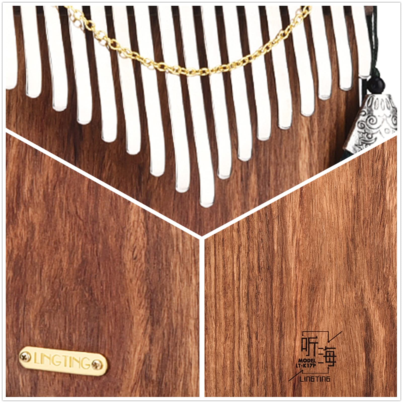 LingTing Kalimba 17 keys Thumb Piano Mbira Finger Piano Gift for Kids Adult Beginners Professional(LT-K17P,sea whisperer)