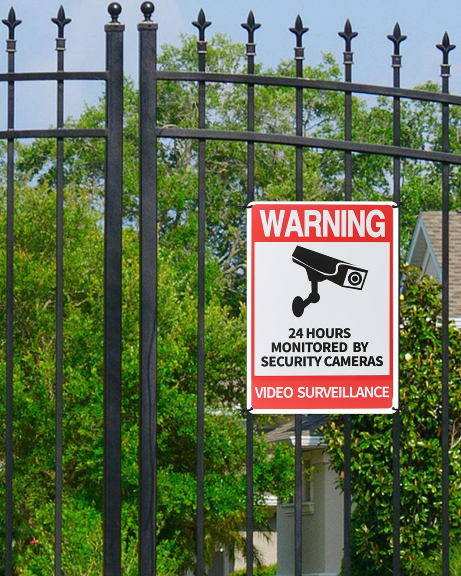 Thten 24 Hour Video Surveillance Sign, 14"×10" Security Camera Sign Warning for CCTV Recording System,Indoor Or Outdoor Use for Home Yard Business 2 Pack