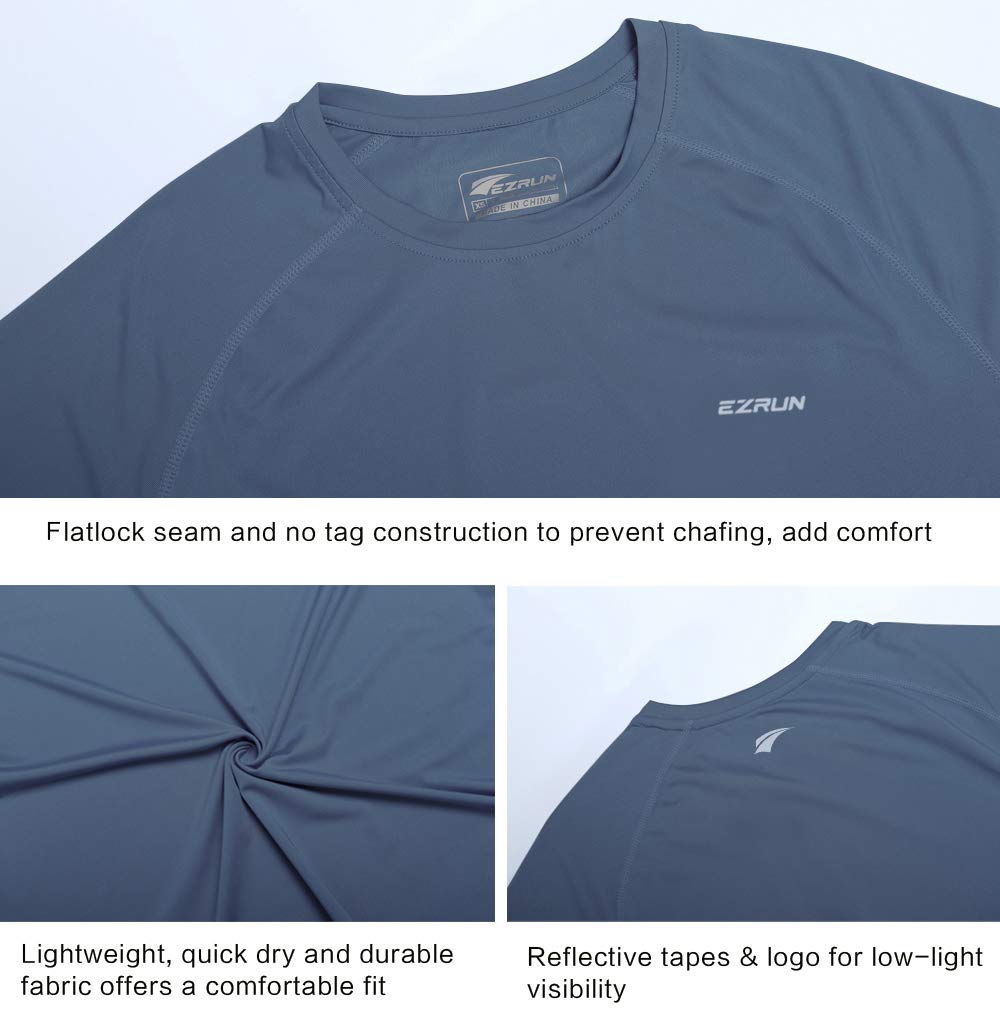 Mens Running Workout Short Sleeve T-Shirt Dry Fit Moisture Wicking Gym Athletic Shirts for Men(BlackGrey,L)