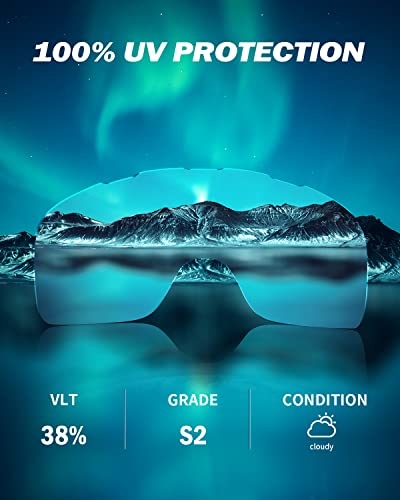 Super Penguin Ski Goggles Magnetic Lens & Replacement Lens, Double Spherical OTG Design Snow Goggles Anti-fog UV Protection
