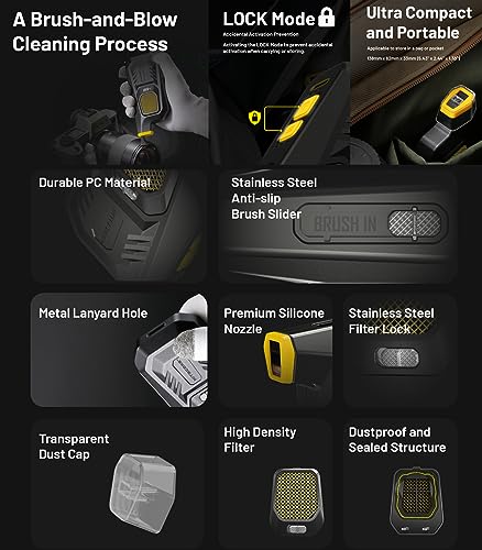 Nitecore Blowerbaby BB21 Electronic Cleaning Air Blower 2023 Version, 2.7kPa Dust Removal Wind Pressure, 80km/h Max Wind Speed, with Quick Release Brush, for Cameras Lens Cleaning and More