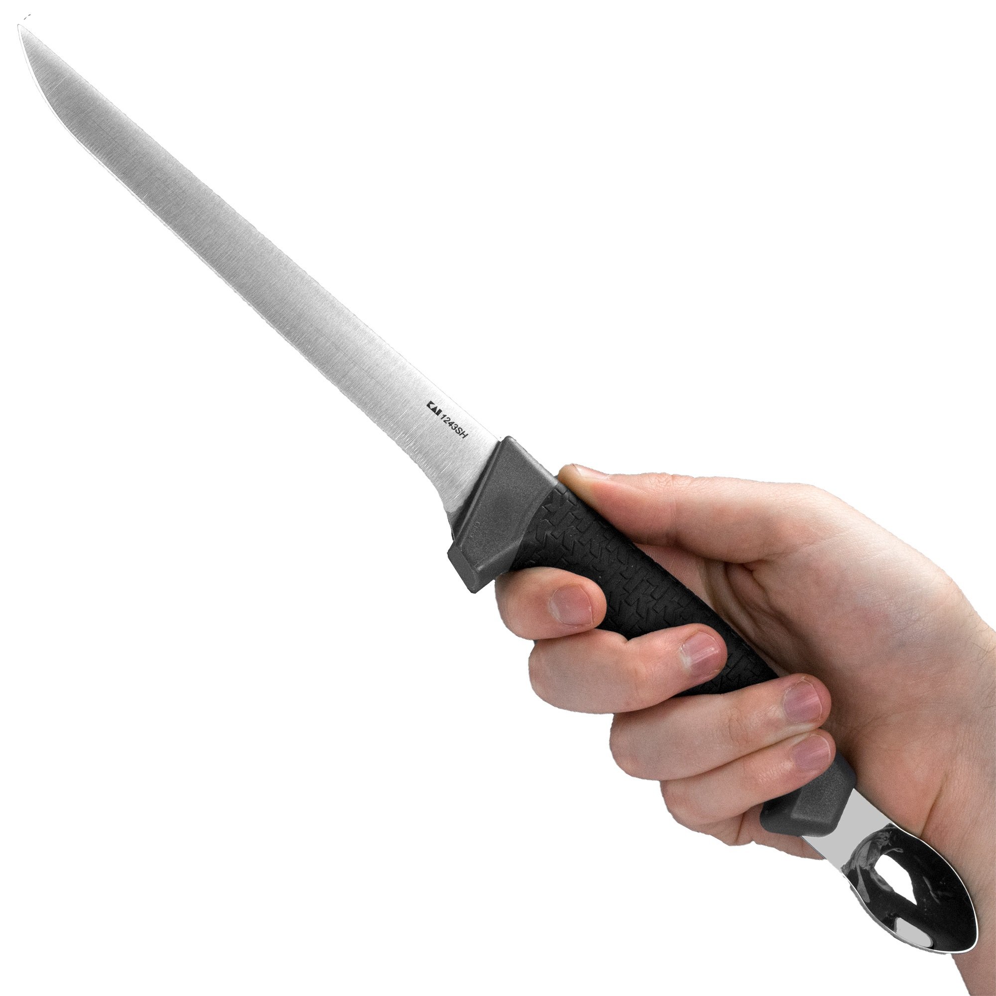 Kershaw 7" Boning Knife with Spoon, Stainless Steel Blade with Protective Sheath, Fishing Fillet Knife, Two-in-One Fishing Tool for Anglers
