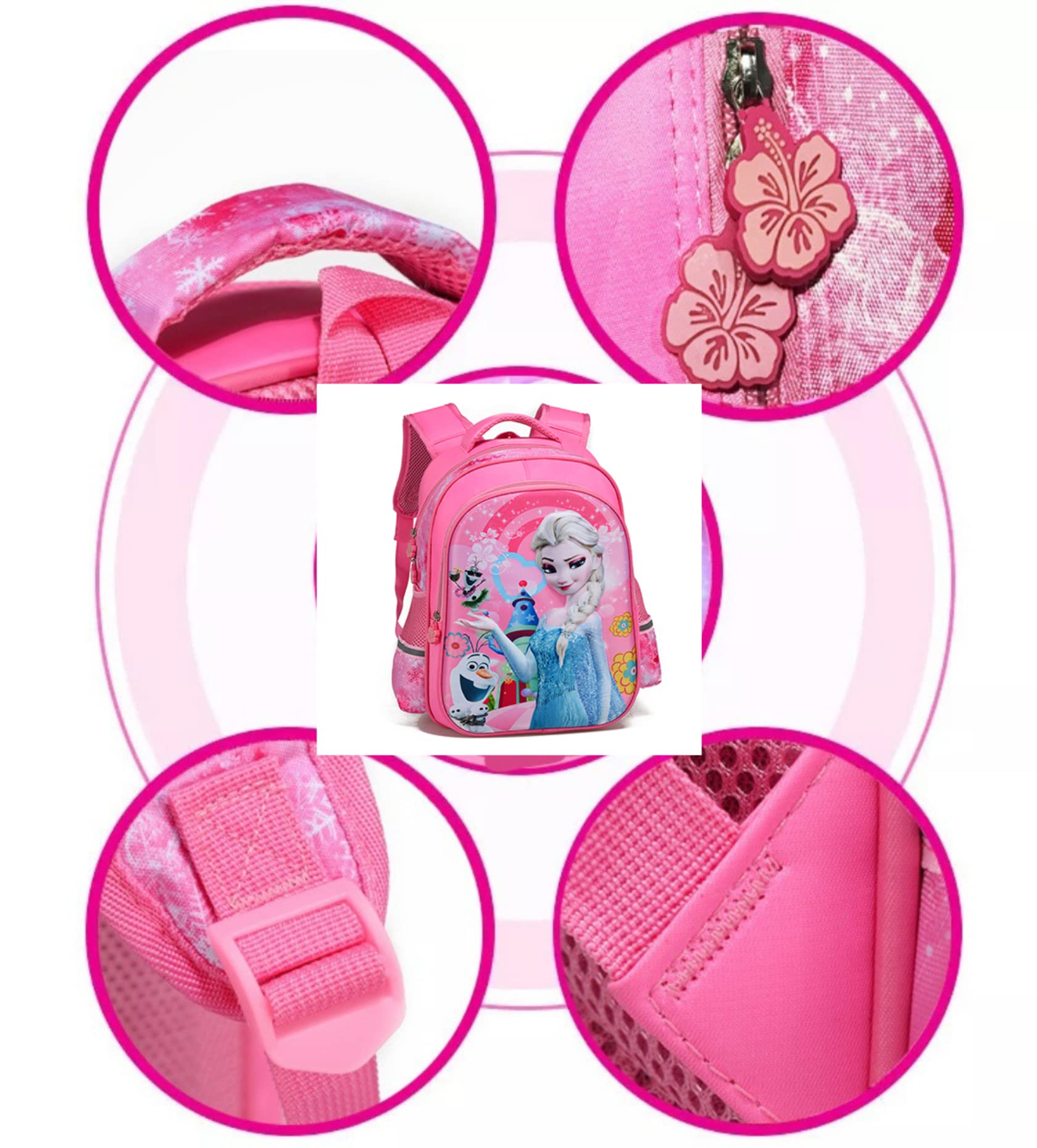 MJUNBOBU Kid Girls Backpack 16 Inch Anime Comic Cartoon School Daypack Children Kindergarten Primary School Backpack (Pink)
