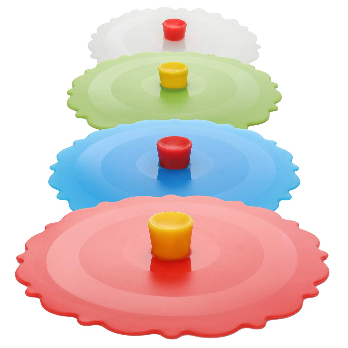 Silicone Cup Covers (Set of 4) , Multicolored Silicone Lids for Mugs, Cups, Tea Pots,Flexible Mug Covers,Hot Cup Lids for Coffee & Tea