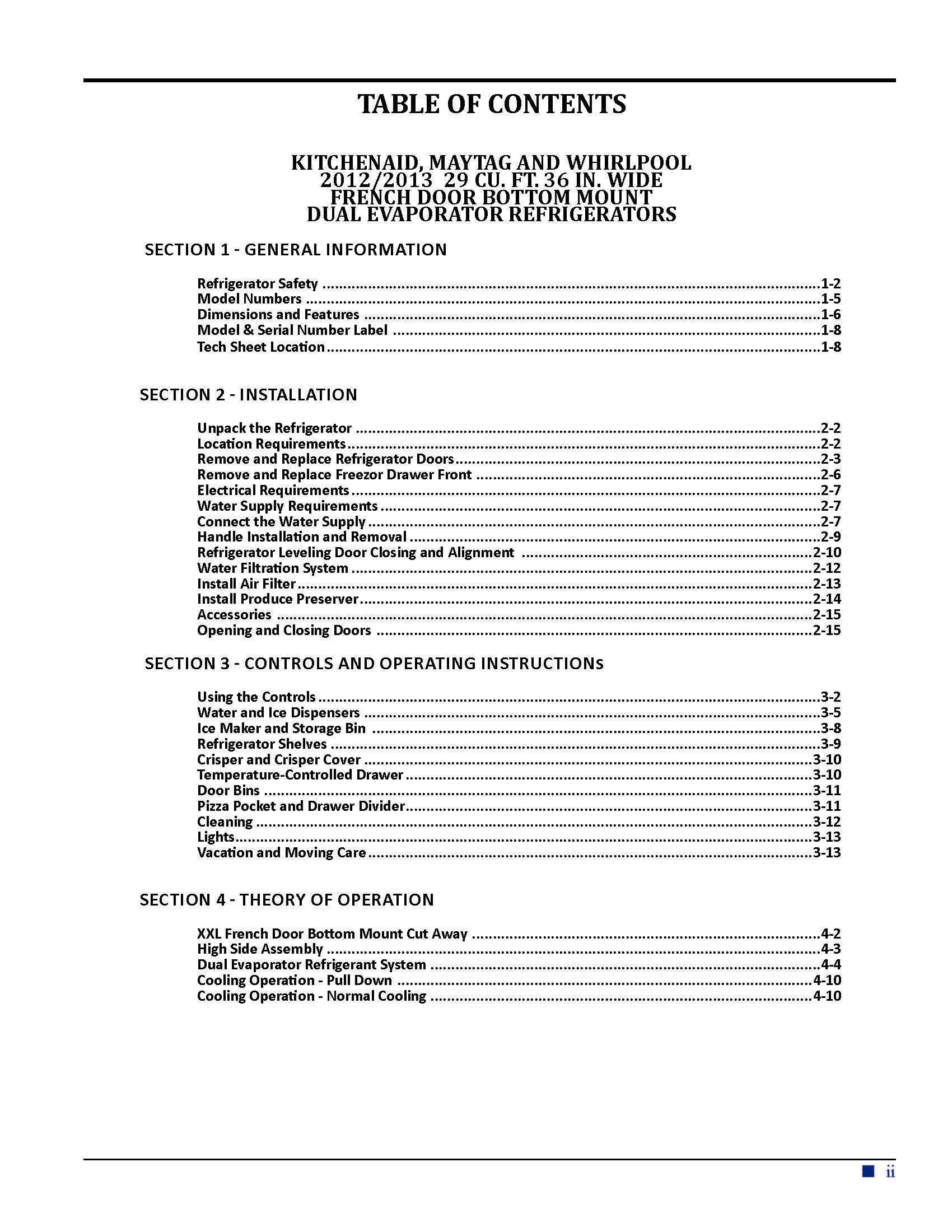 KITCHENAID & WHIRLPOOL KFIS29BBMS SERVICE MANUAL