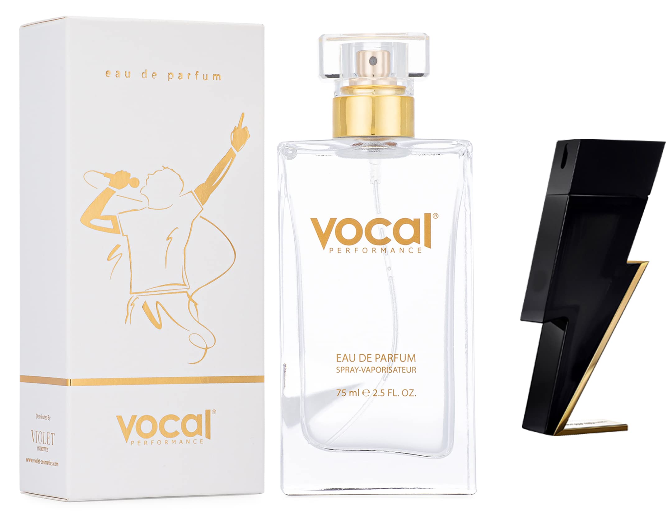 Vocal Performance Eau de Parfum For Men Inspired by Carolina Herrera Bad Boy 2.5 FL. OZ. Perfume Vegan, Paraben & Phthalate Free Never Tested on Animals