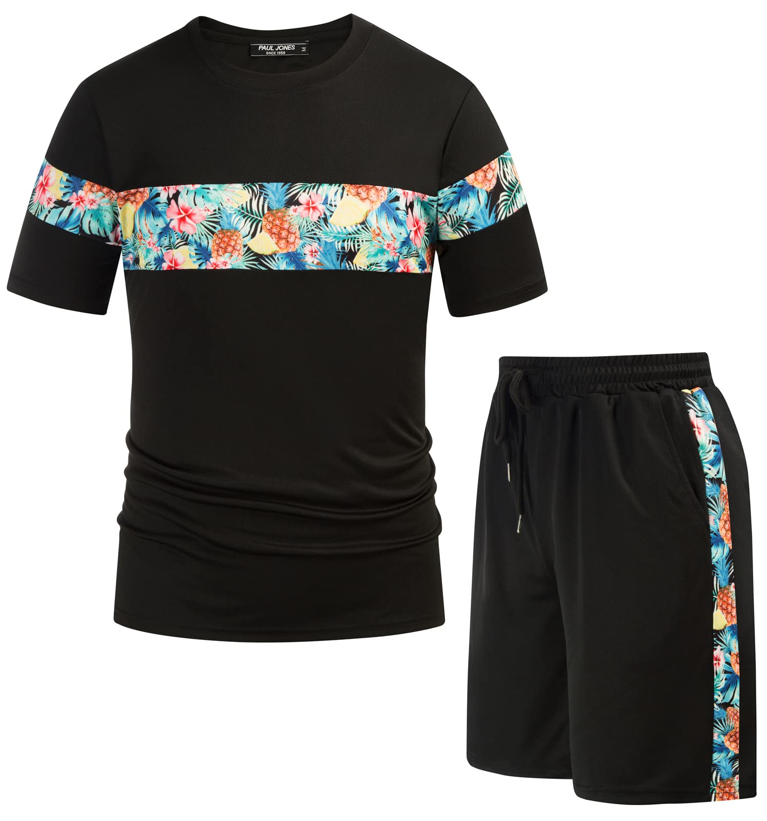 PJ PAUL JONES Mens Mesh Sports 2pcs Set Tracksuits Summer Short Set Outfits for Basketball