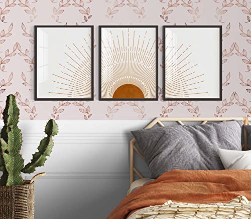 Sun Ray Boho Bedroom Wall Decor, Sun Line Art Modern Wall Decor, Mid Century Modern Wall Decor, Bathroom, Living Room, Office, Classrooms, Home Wall Decor, Set of 3 Prints, 11x14inch Unframed