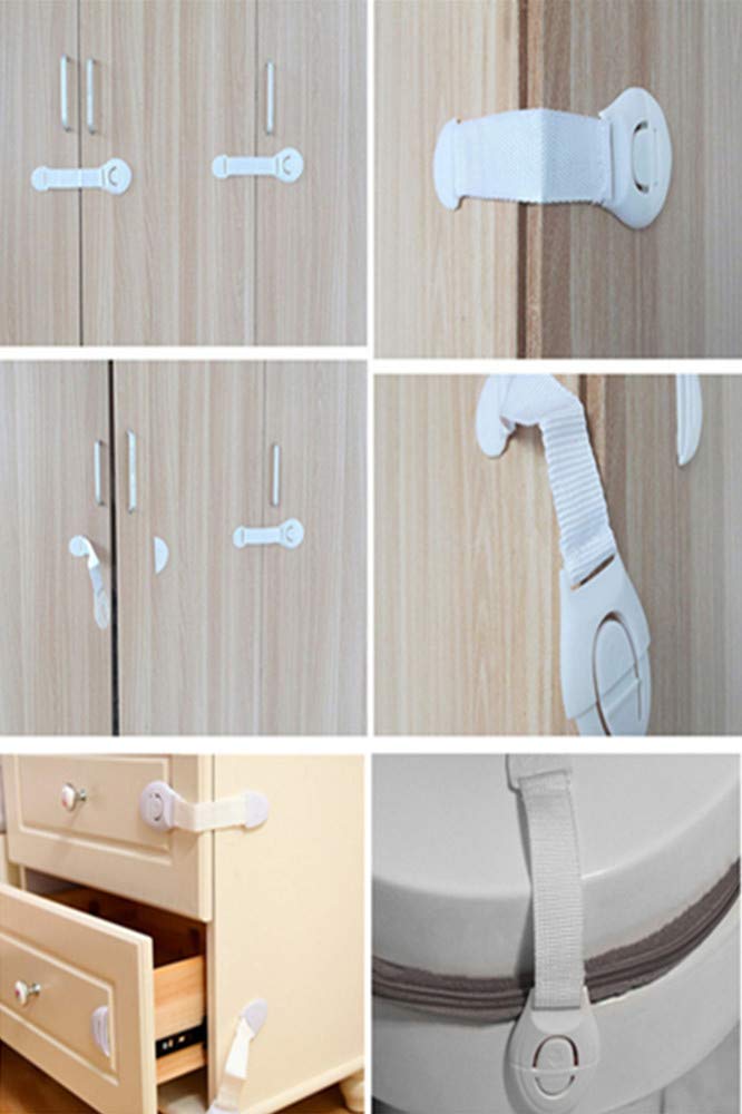 LINNDDER_12 Pack Of White Drawer Child Locks Safety Locks For Cabinets Refrigerator Lock Child Prevent Children From Opening Drawers, Cabinets, Refrigerators, Microwave Ovens, Trash Cans, Toilets,