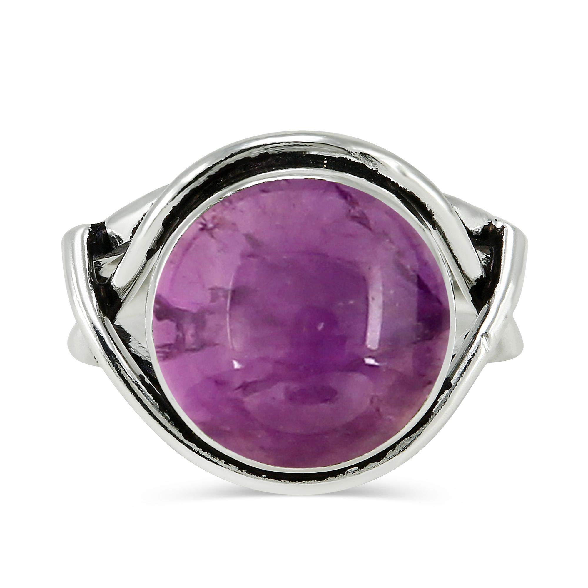 MIRRAMOR Natural Amethyst Ring Sz 8 925 Silver Overlay Solitaire Ring for Women