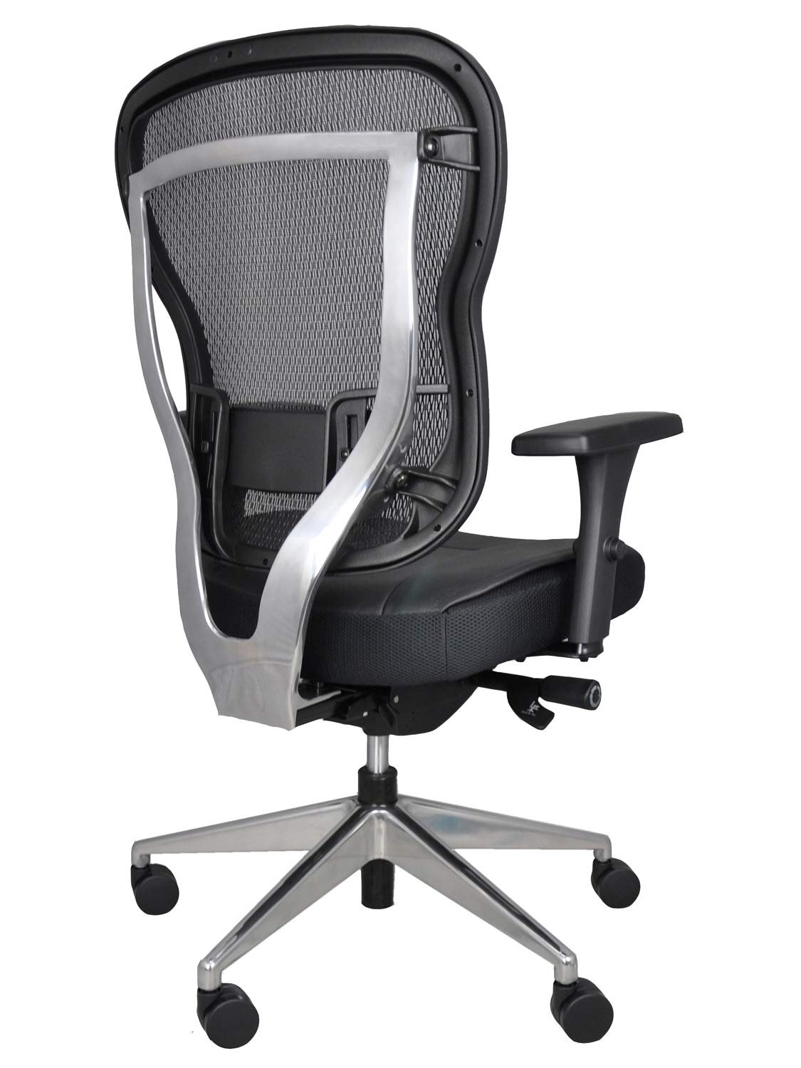 Oak Hollow Furniture Aloria Series Office Chair Ergonomic Executive Computer Chair, Genuine Leather Seat Cushion, Mesh Back, Adjustable Lumbar Support Swivel and Tilt High-Back (Black)