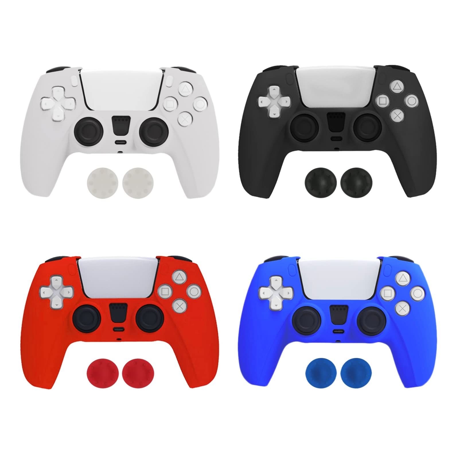 ONTOP Compatible with PS5 DualSense Controller Skin, 4 Pack Controller Skin for PS5, Non-Slip Grip Compatible with PS5 Dust Cover, Comfortable Silicone Compatible with PS5 Controller Accessories