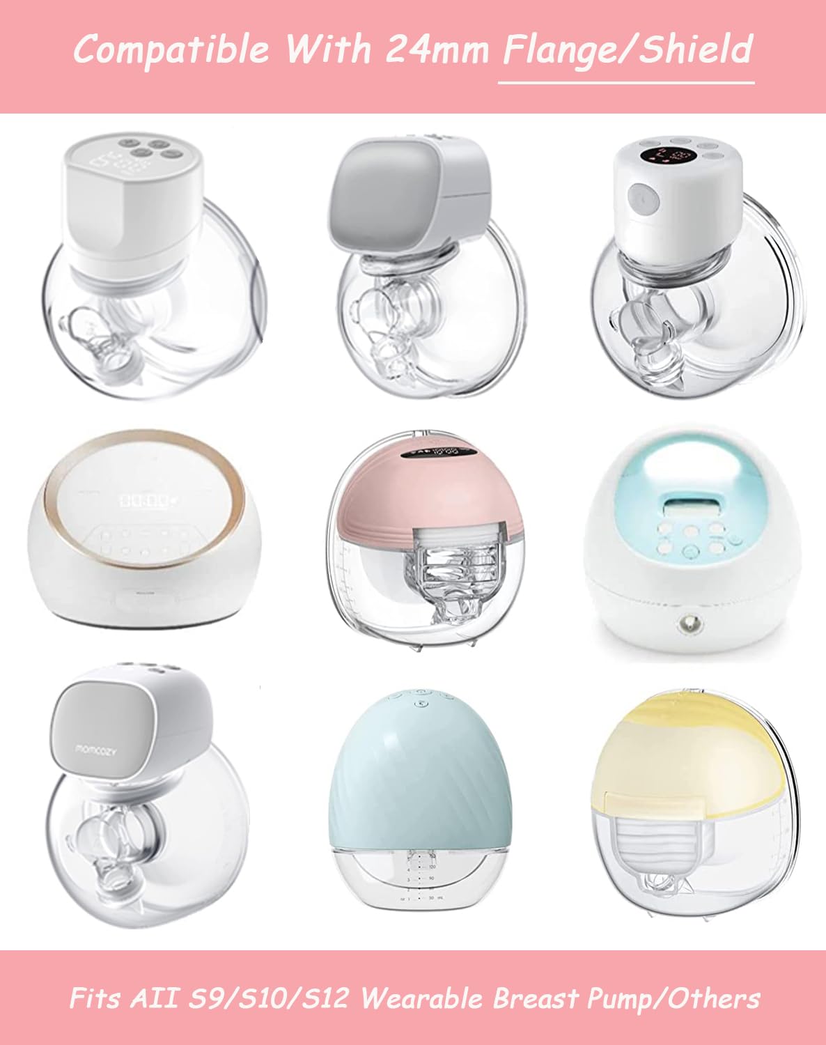 Moneterui 8PCS Flange Inserts,15/17/19/21mm,Compatible with Momcozy S12 Pro/S9 Pro/S12/S9 Wearable Breastpump Cup,for Medela/Spectra/Bellaaby,Fit in 24mm Shields/Flanges,Breastfeeding Essentials