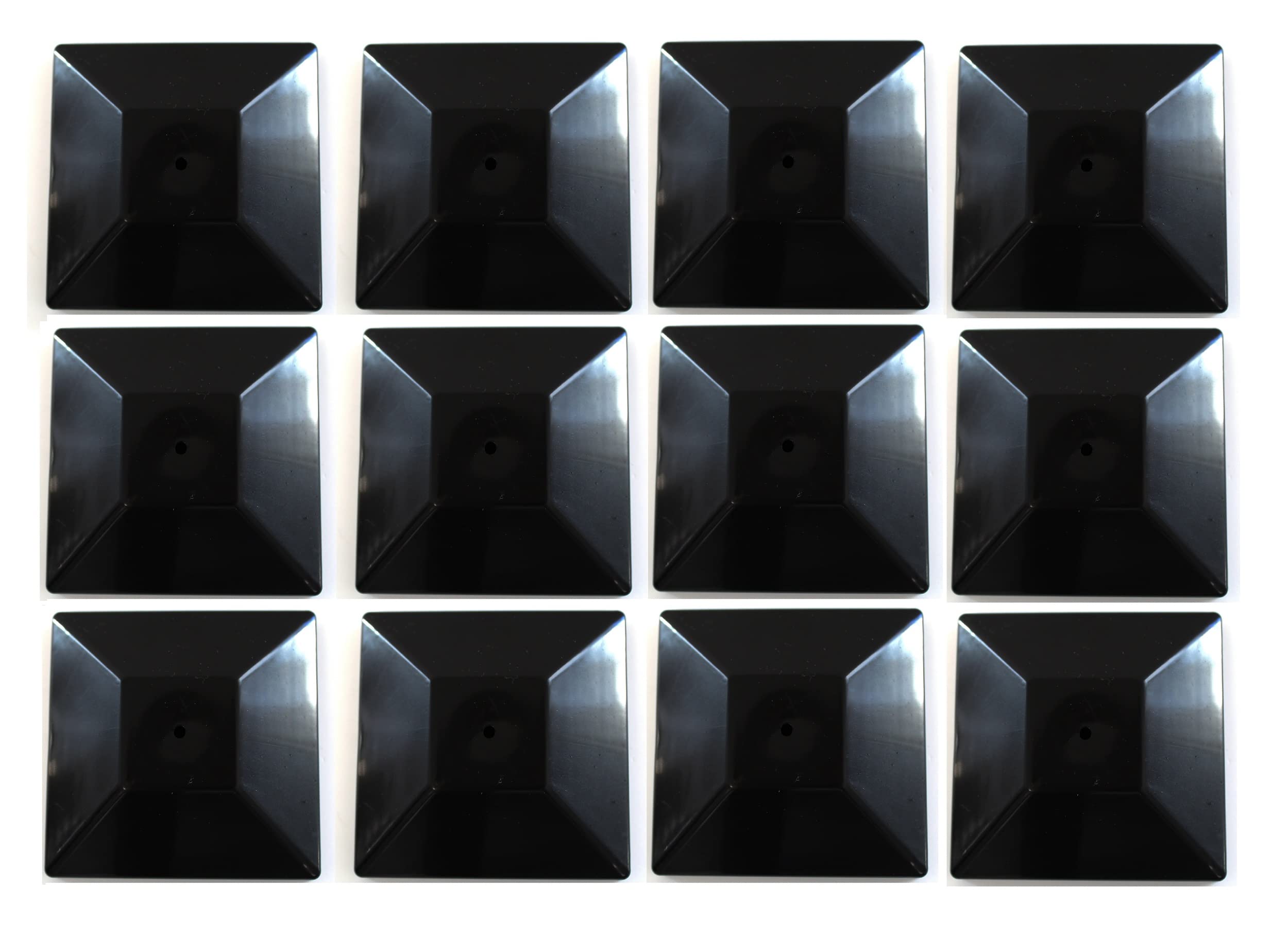 Nominal 4x4 Plastic Fence Post Caps with Nail Hole (3-5/8"x 3-5/8") (12, Black)