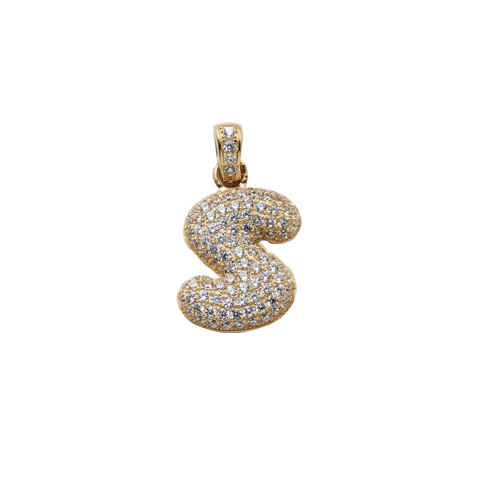 LoveBling 10k Yellow Gold Alphabet Initial Bubble Letter Charm Pendant (J; 0.87" x 0.46")