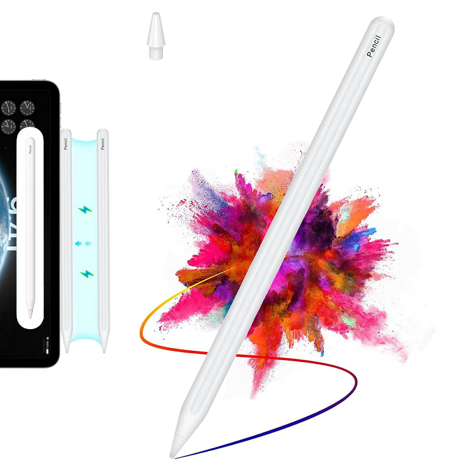 Stylus Pens Touch Screens for iPad, Palm Rejection, Wireless Pairing and Charging, Attaches Magnetically, Compatible with 2018-2022 Ipad Pro 11"/12.9", Ipad 10/9/8/7/6, Ipad Mini 6, Ipad Air 4/5/6