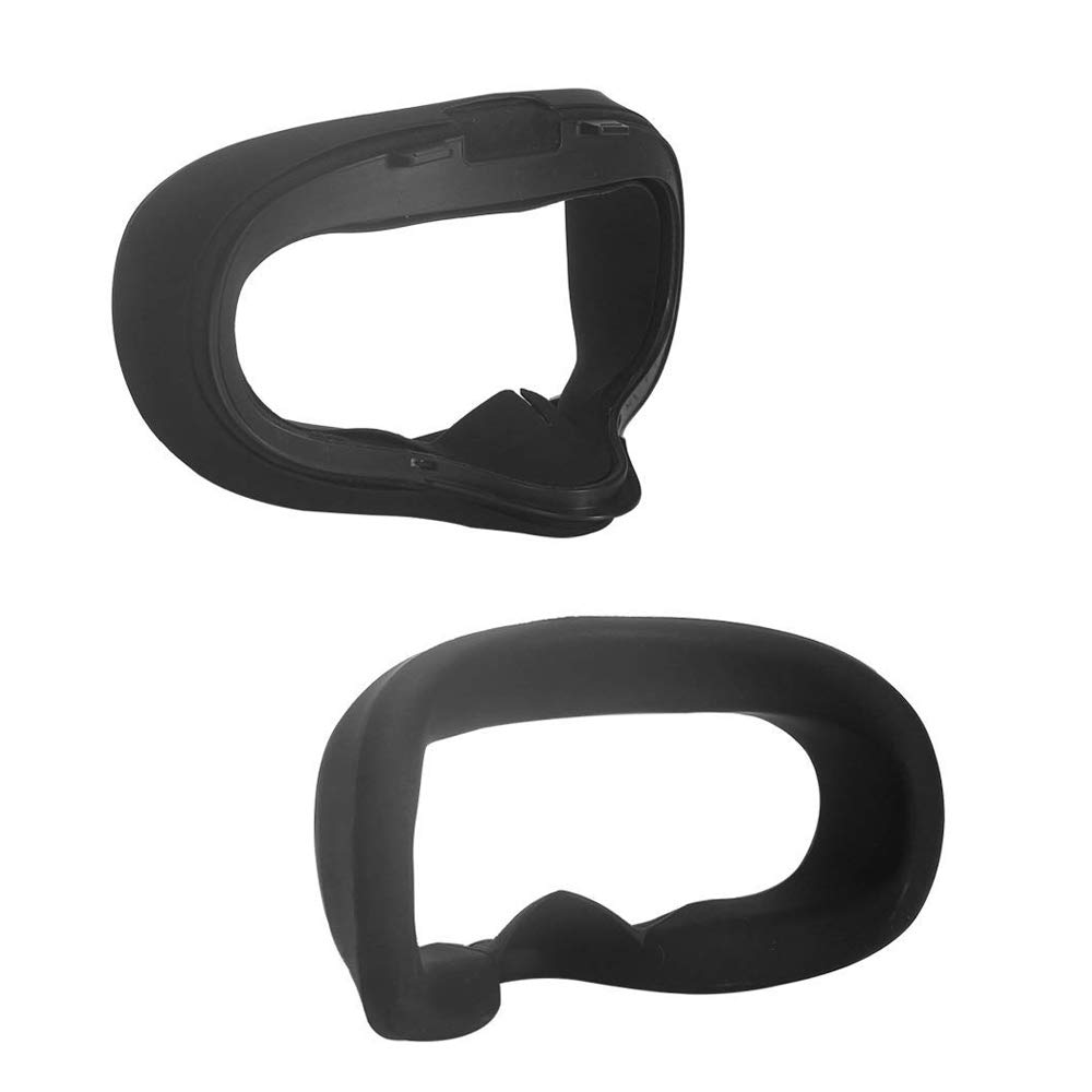 MASiKEN Silicone Face Mask + Touch Controller Skin Cover for Oculus Quest, Premium Face Pad Face Cushion Cover Sweatproof Lightproof (Black)