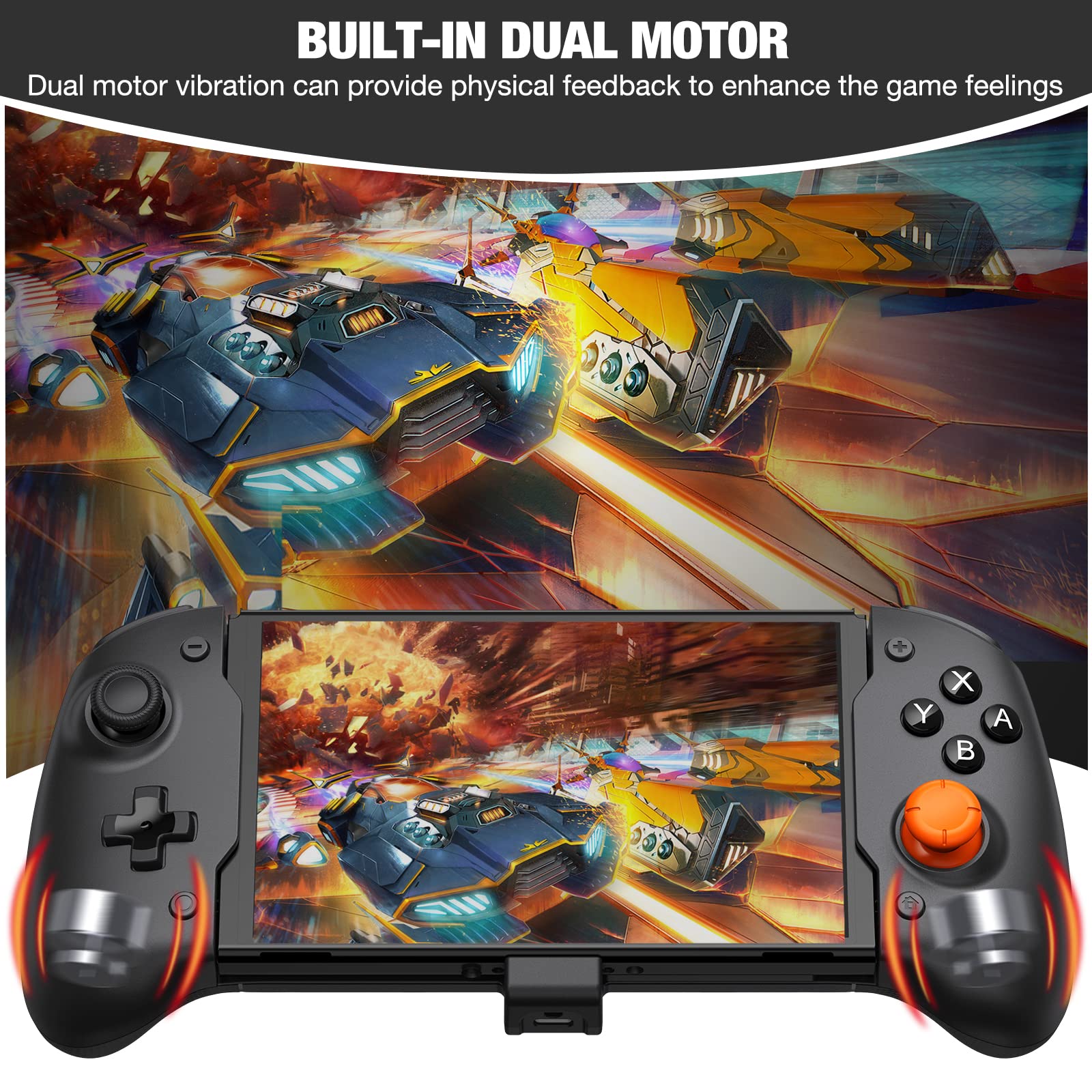 Switch Controller for Nintendo Switch/OLED, Switch Controllers Wired Connection with 2 Programmable Keys, Gyro Sensor, Double Vibration and Screenshot Functions, 6 PCS Replacement Joystick Caps…
