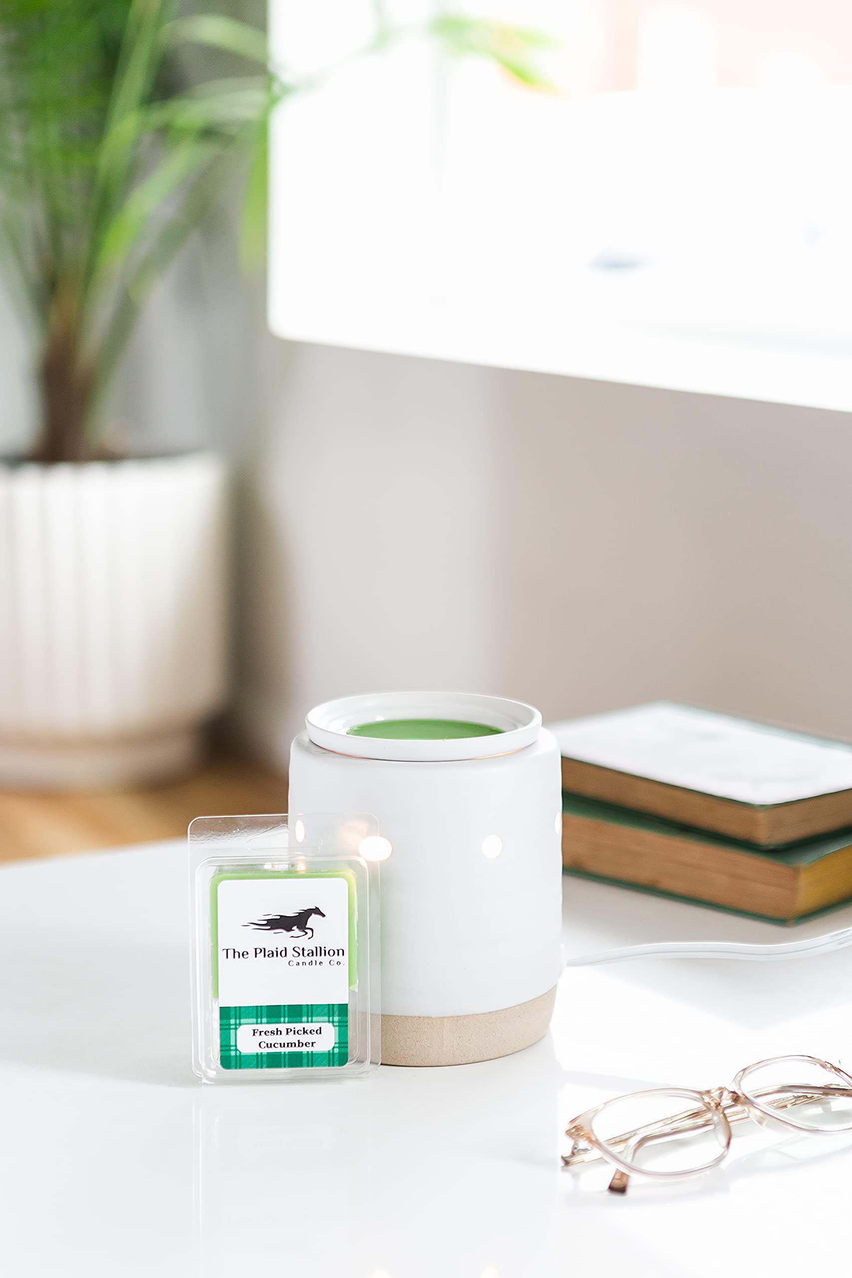 Plaid Stallion Salted Cucumber & Pepino Melon Scent - Wax Melt Wax Cubes, Fruit Melon Fresh Scent, Long Lasting, Highly Scented, for Wax Warmer ((1) Single)