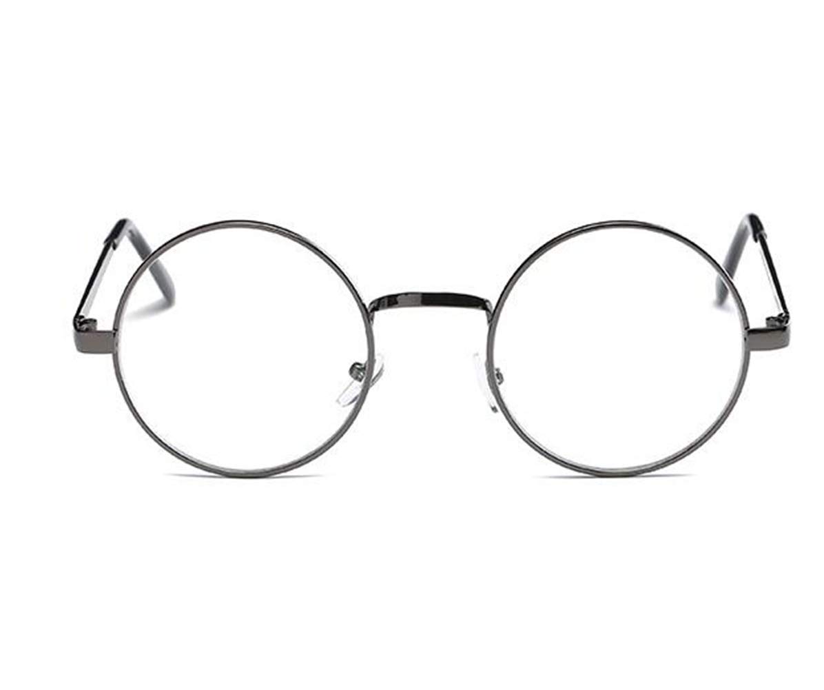 LOVEF Large Oversized Metal Frame Clear Lens Round Circle Vintage Eye Glasses 5.4 * 2inch (Black)