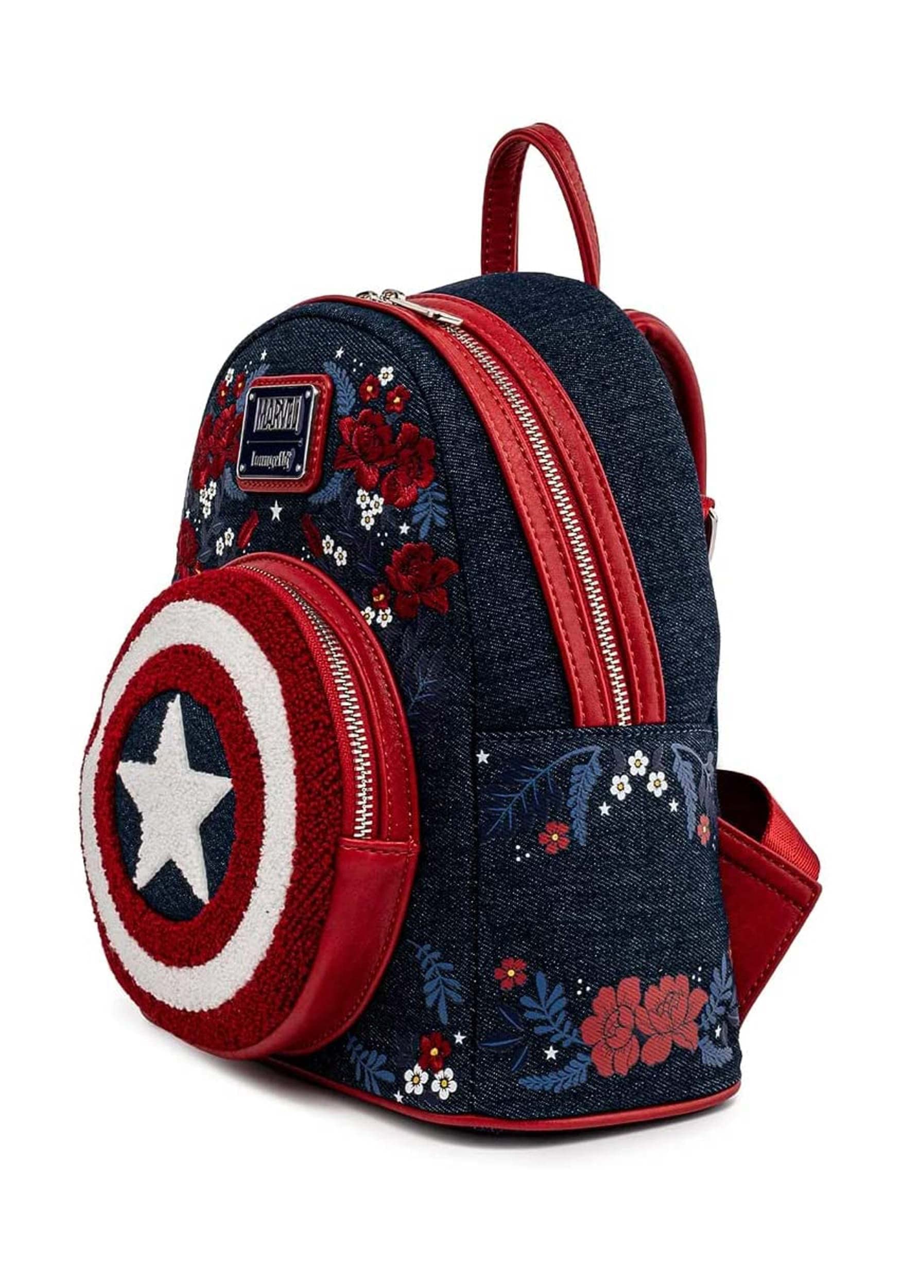 Loungefly Capt America 80th Anniversary Sheild Mini Backpack Blue-Red