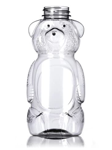 Natural Farms Pack of 3-16 oz Plastic Bear Honey Bottle Jars - Honey Squeeze Bottle Empty for Storing and Dispensing Honey