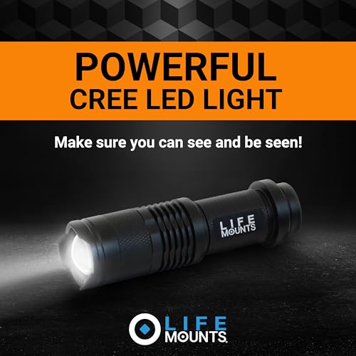 Life Mounts - LED Mounted Bike Light - Stay Safe and Light Your Way - Universal Mount Works with Most Bicycles - Water Resistant and Shockproof - Battery Powered (Battery not Included)