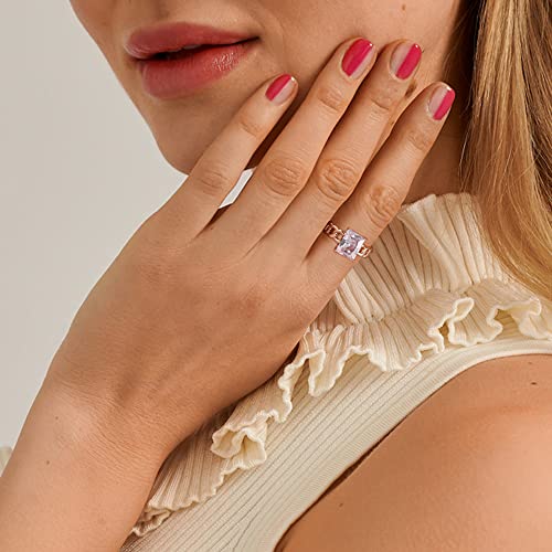 papasgix 14k Gold Plated Rings for Women, Clear Zircon Stackable Adjustable Aesthetic Handmade Statement Gold Band Rings, Cubic Zirconia Band Rings Open Rings (Clear)