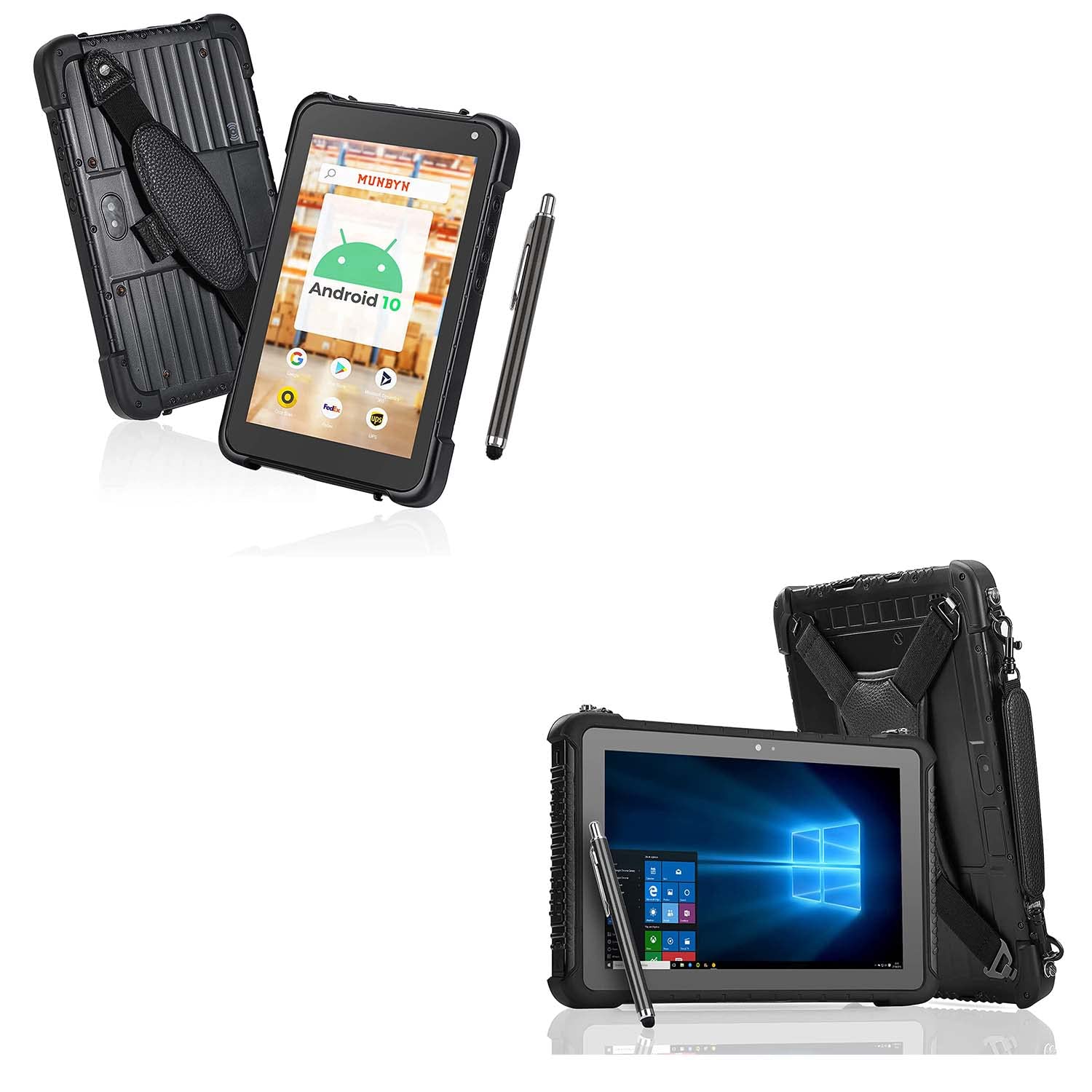 MUNBYN New Rugged Android Tablet, 8-inch Rugged Tablet Android 10 Industrial 700 nits Military Laptop PC and 10.1 inch Windows 10 Pro Rugged Tablet