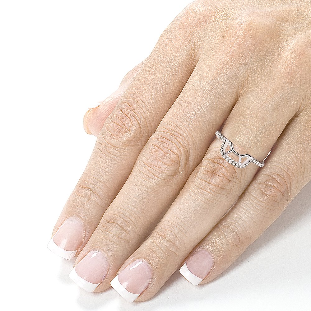 Kobelli Round Diamond Contoured Wedding Band 1/5 CTW 14k White Gold - Size 4.5, Size 4.5