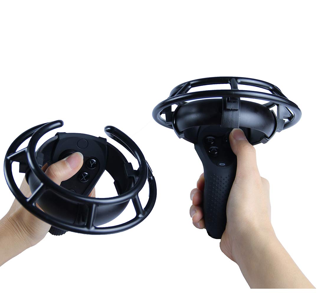 MASiKEN Touch Controller Grip Accessories & Protective Cages Stand for Oculus Quest/Rift S, Premium Controllers Skin Cover, Gel Shell Silicone Collision Protector Ring (Black)