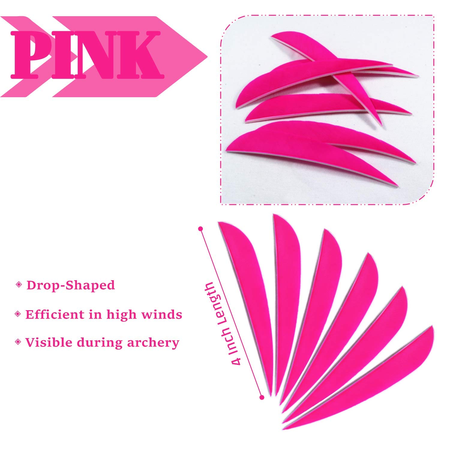 M.SJUMPPER ARCHERY Fletches 4 Inch Real Feather Fletching with Right Wing for DIY Arrows Shafts